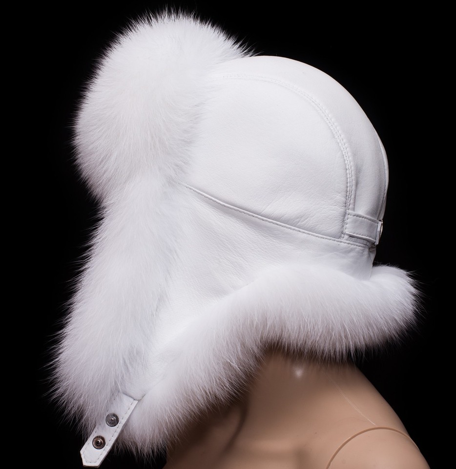 Arctic Shadow White Fox Fur Frost White Leather Handmade Men Trapper ...