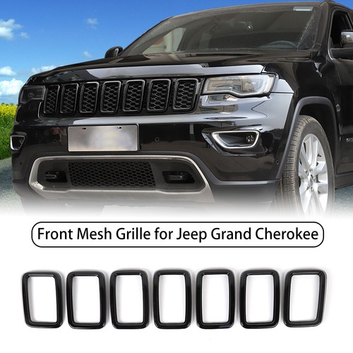 7x Black Front Grille Grill Inserts Cover Trim Ring For Grand Cherokee ...