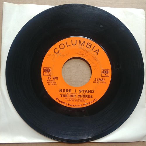 THE RIP CHORDS Here I Stand 45 7" POP ROCK Record Vinyl Columbia ...