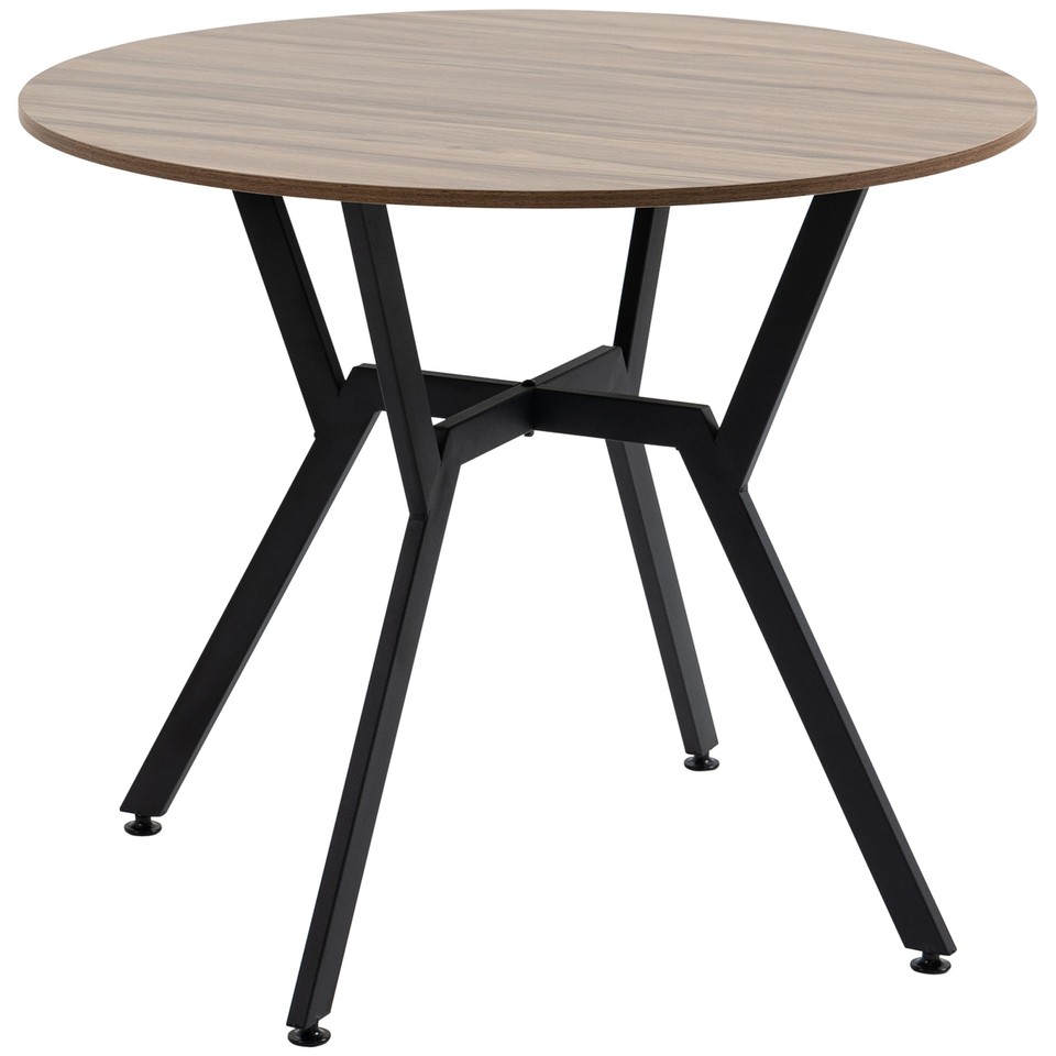 Dining Table with Round Top Steel Legs for Kitchen Dining Room Brown ...