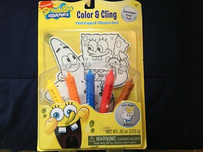 SpongeBob Color & Cling Bath Crayons & Character Decal *NEW* m1 | eBay