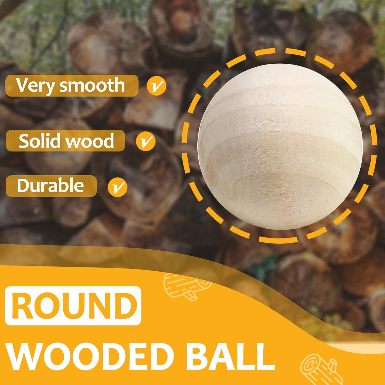 50 Pcs round Wooden Balls 1 Inch Unfinished Wooden Spheres Natural Wood ...