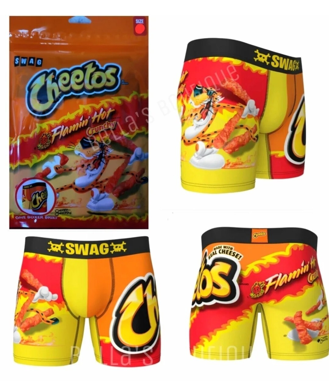 SWAG CHEETOS FLAMIN'HOT CRUNCHY MEN'S BOXER BRIEFS IN DESIGN PACKAGE ...
