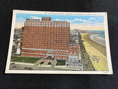 RITZ-CARLTON HOTEL Atlantic City, New Jersey Postcard 1930's BOARDWALK ...