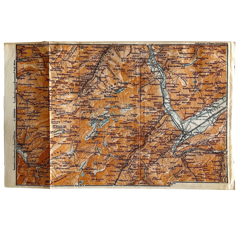 Map Matigny Ville Southern France Rare 1914 Lithograph WW1 Era WHBS | eBay