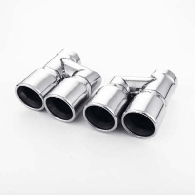 Exhaust Tips 2.5" Inlet Quad 3" Out Stainless Slant Cut Resonated ...