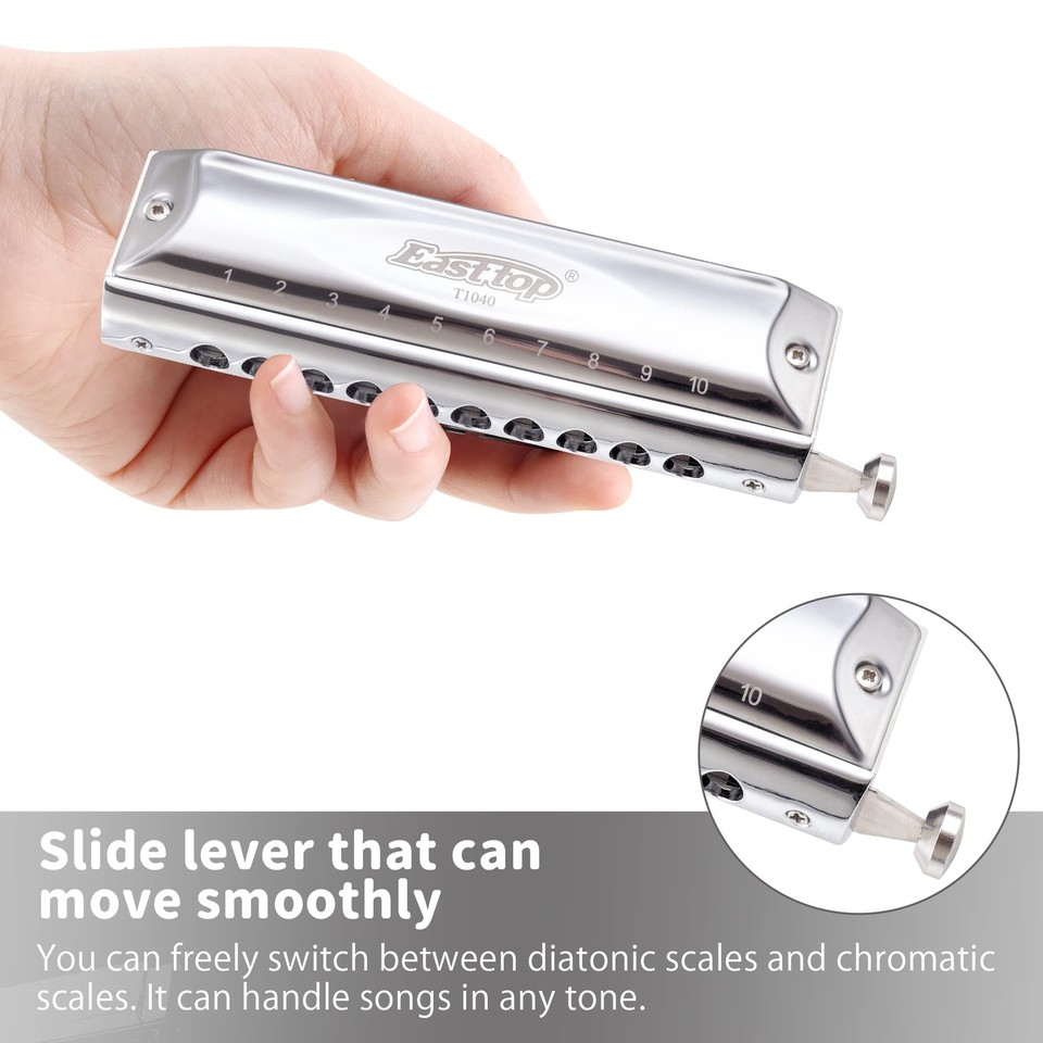 Chromatic Harmonica Key of C 10 Holes 40 Tones Slide Mouth Organ for ...