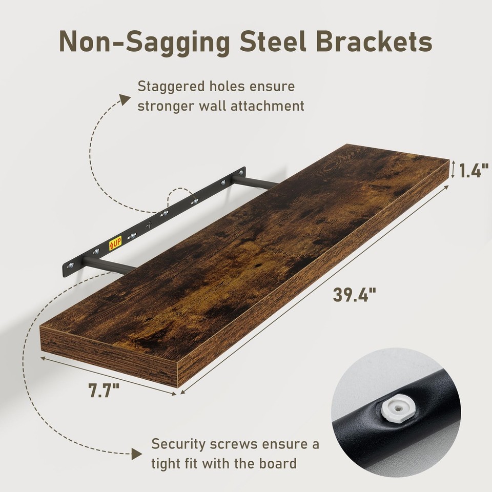 Floating Shelves Wall Shelf 40 Inch, 8 Inch Deep Floating Shelf for ...