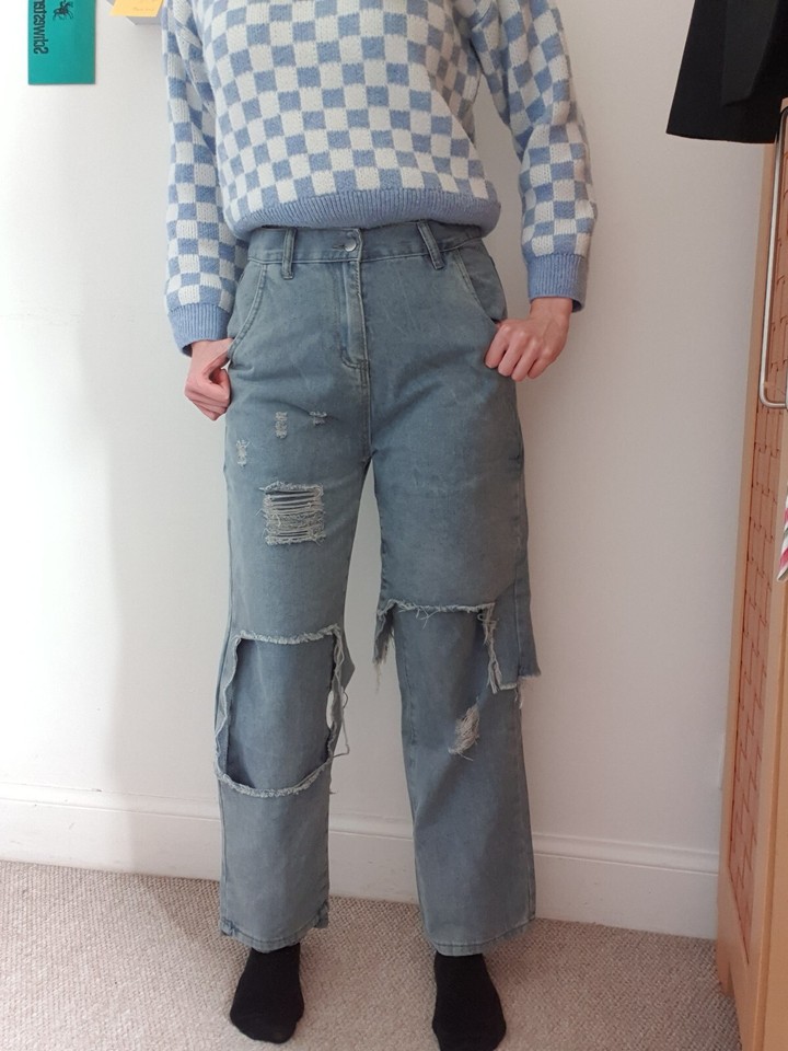 BTS J-HOPE KPOP Baggy Ripped Jeans | eBay