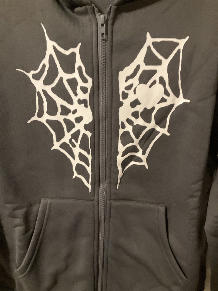 Shein - Spider Web & Heart Print Zipper Thermal Hoodie Size 4 - Woman’s ...