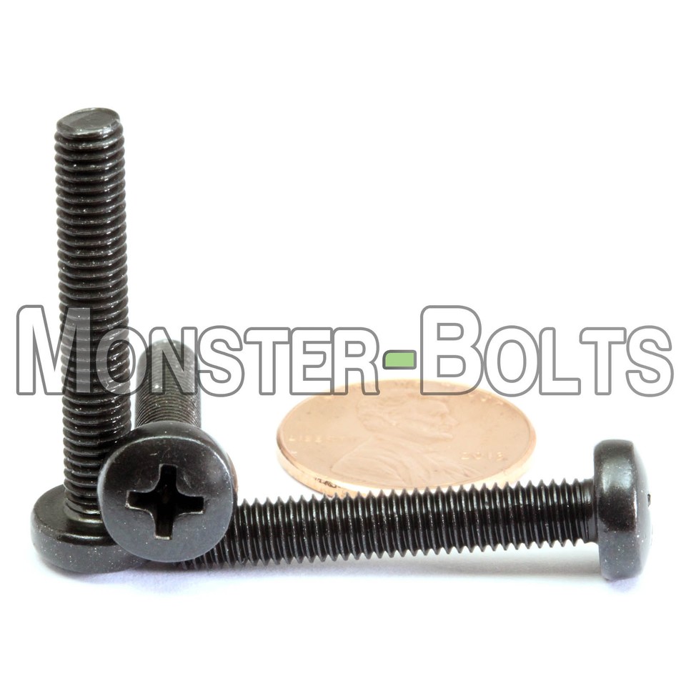 M5 / 5mm Phillips Pan Head Machine Screws, Steel, Black Oxide, DIN ...