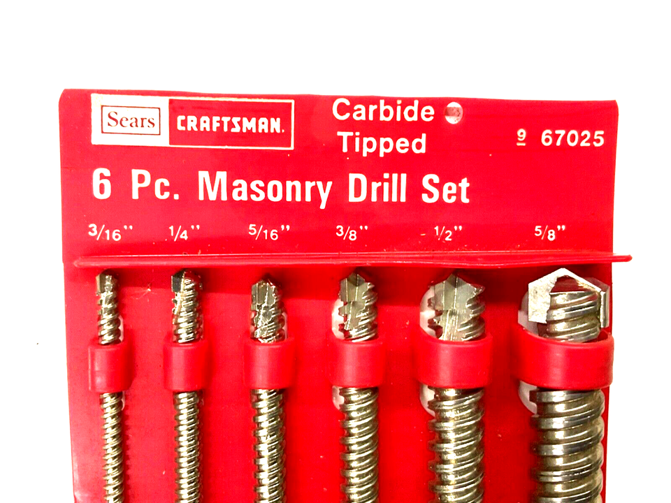 NOS! VINTAGE CRAFTSMAN TOOLS 6-pc. MASONRY DRILL BIT SET, CARBIDE ...
