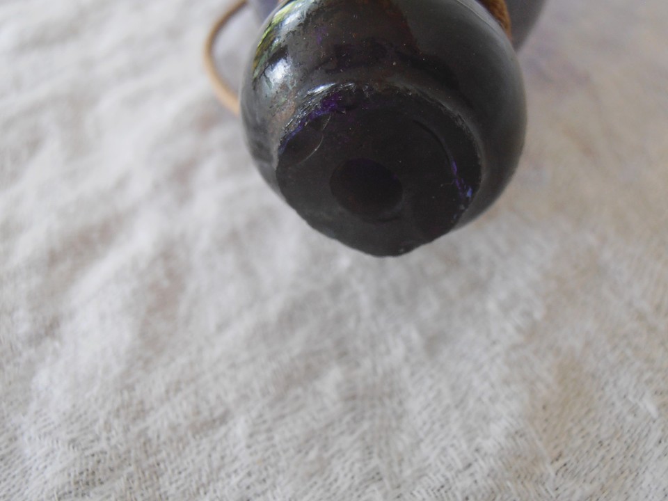 Antique Blue Bristol Glass sailors love token rolling pin pontil scar ...