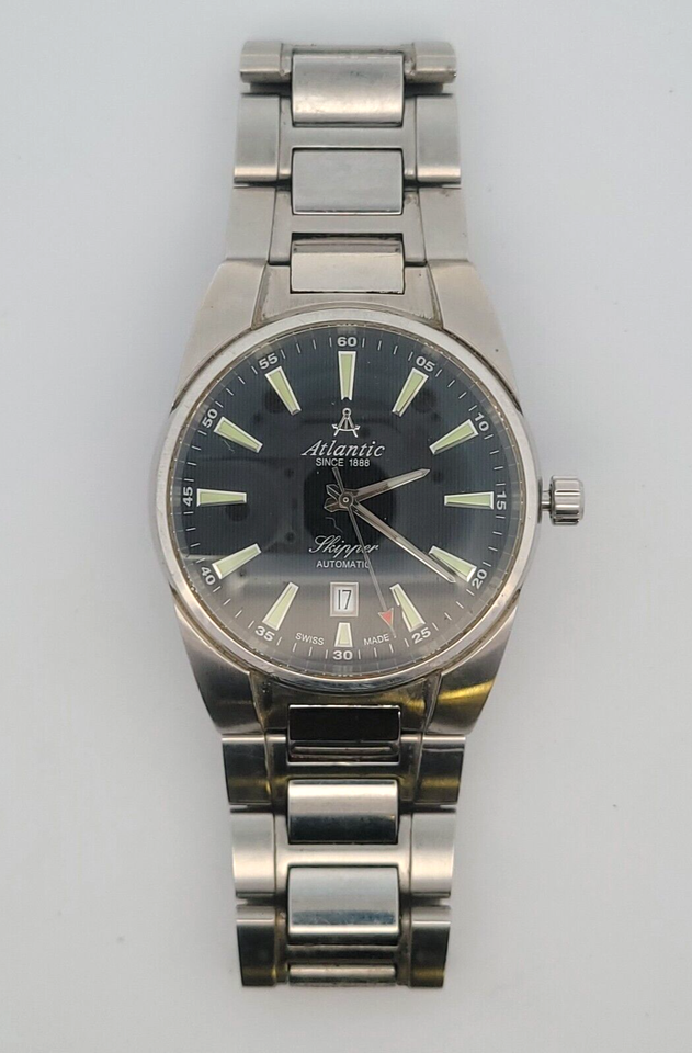 Atlantic Skipper Automatic Stainless Steel 42mm Black Dial Men's Watch ...