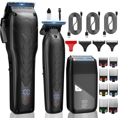 3-in-1 Professional Cordless Hair Clippers, T-Shaper Trimmer & Foil ...