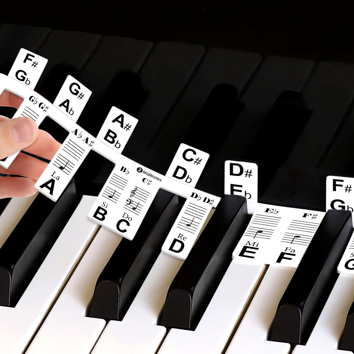 Removable Piano Note Labels with Semitones Black Keys,Reusable 61 ...