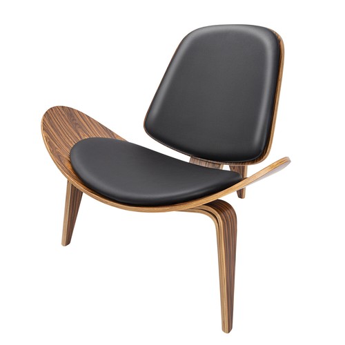 Hans Wegner Replica Lounge Shell Chair Top Grain Leather - Rosewood ...