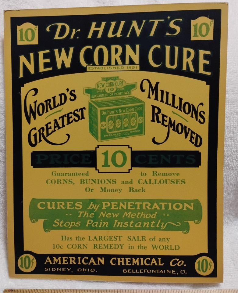 Dr Hunt's New Corn Cure Poster American Chemical Co Sidney ...