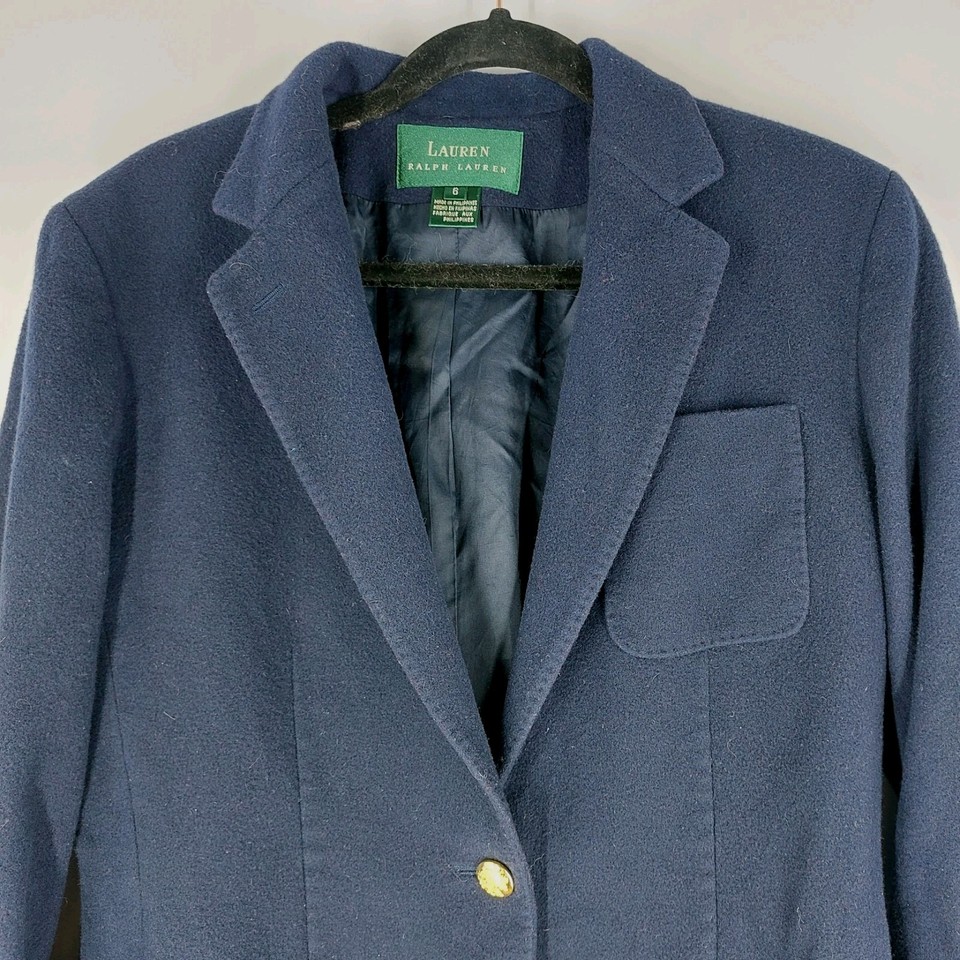 Lauren Ralph Lauren Classic Blazer Green Label Wms Sz 6 Navy Wool ...