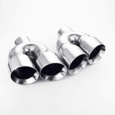 3" Inlet Exhaust Tips Quad 4" Out Stainless Steel 11" L Staggered Pair ...