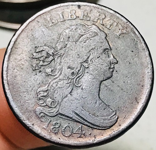 1804 Draped Bust Half Cent 1/2c Ungraded Stems US Copper Coin CC26215 ...