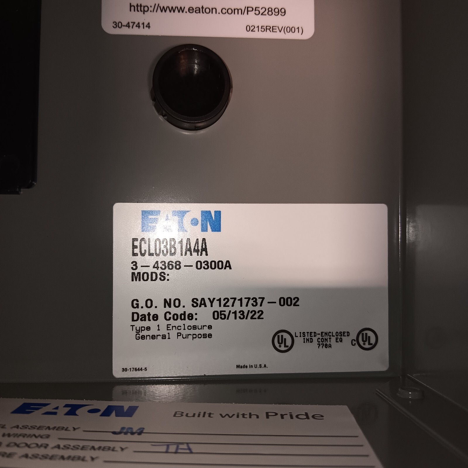 NEW EATON ECL03B1A4A ENCLOSED 20 AMP LIGHTING CONTACTOR 4-POLE CN35BN4 ...