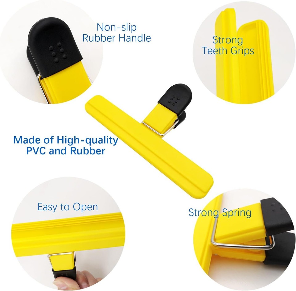 Big Plastic Food Bag Clips, Snack Clips for Bags Reusable Kitchen Home ...