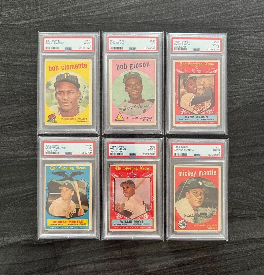 1959 Topps Complete Baseball 572 Card Set 6 Cards PSA Graded Mantle Gibson etc. | eBay