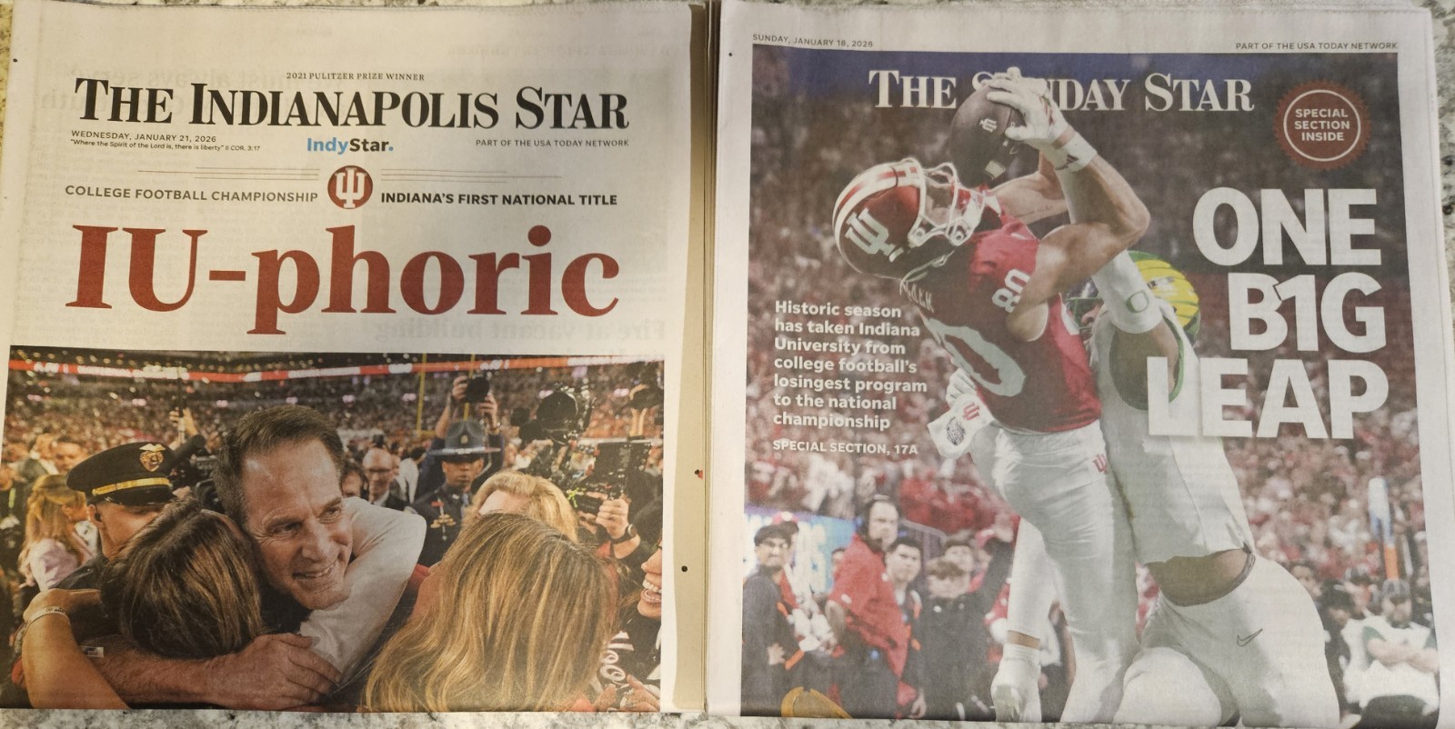 Indiana Hoosiers IU Championship The Indianapolis Star 1/18/26 COMBO | eBay