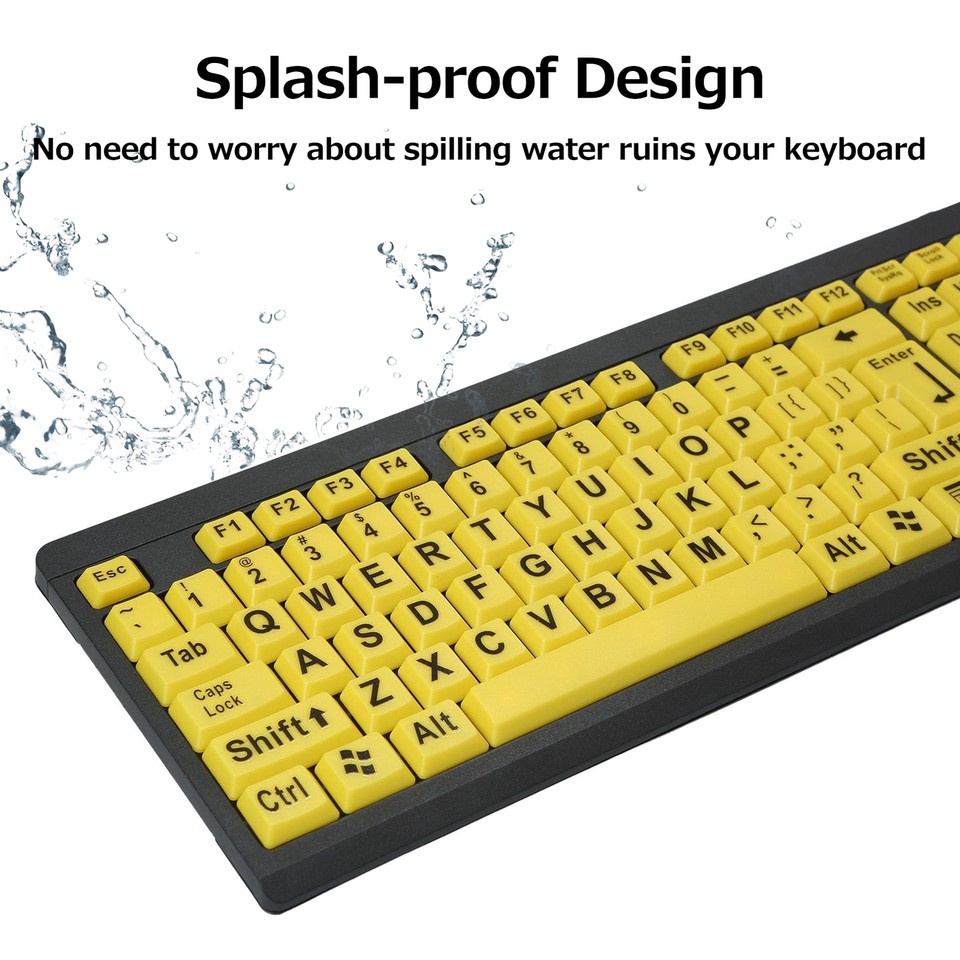 USB Wired 104-Key Computer Keyboard Large Print Letters for Elder ...