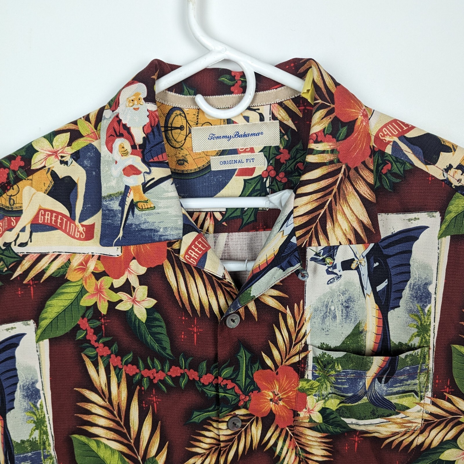Tommy Bahama Christmas Santa Season's Greetings Holiday Hawaiian Camp ...