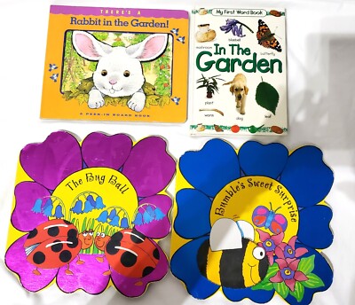 Garden theme Rabbit Bumble Bee LadyBug baby young child toddler 4 BOARD ...