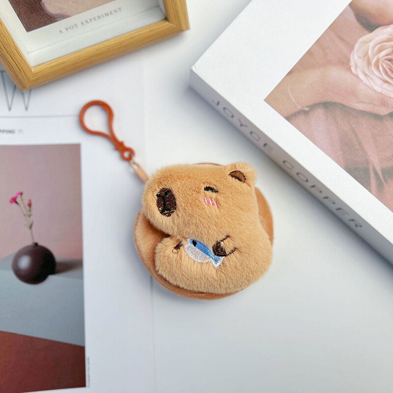 Creative Capybara Plush Coin Purse Cartoon Round Bags Headphone Storage ...