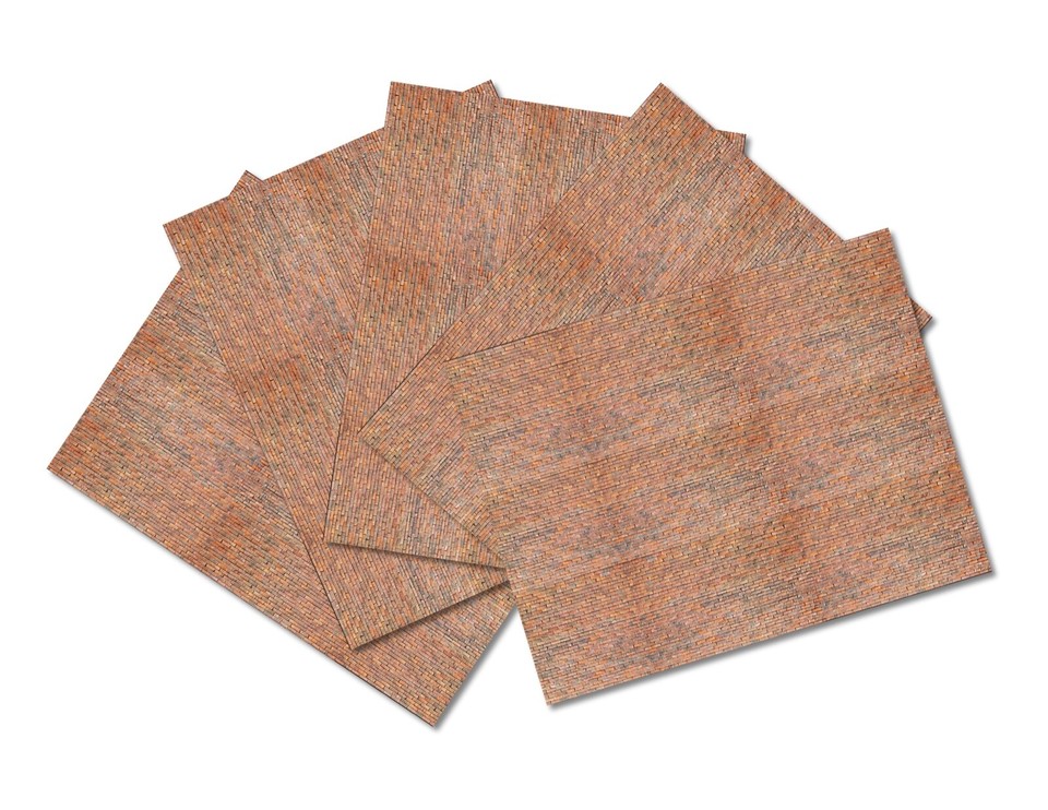 O Scale Brick Model Train Scenery Sheets –5 Seamless 8.5x11 Light ...