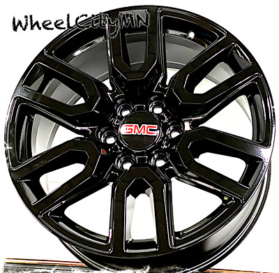20" Gloss Black AT4 OE 5914 NZH Replica Wheels fits 2022 GMC Sierra ...