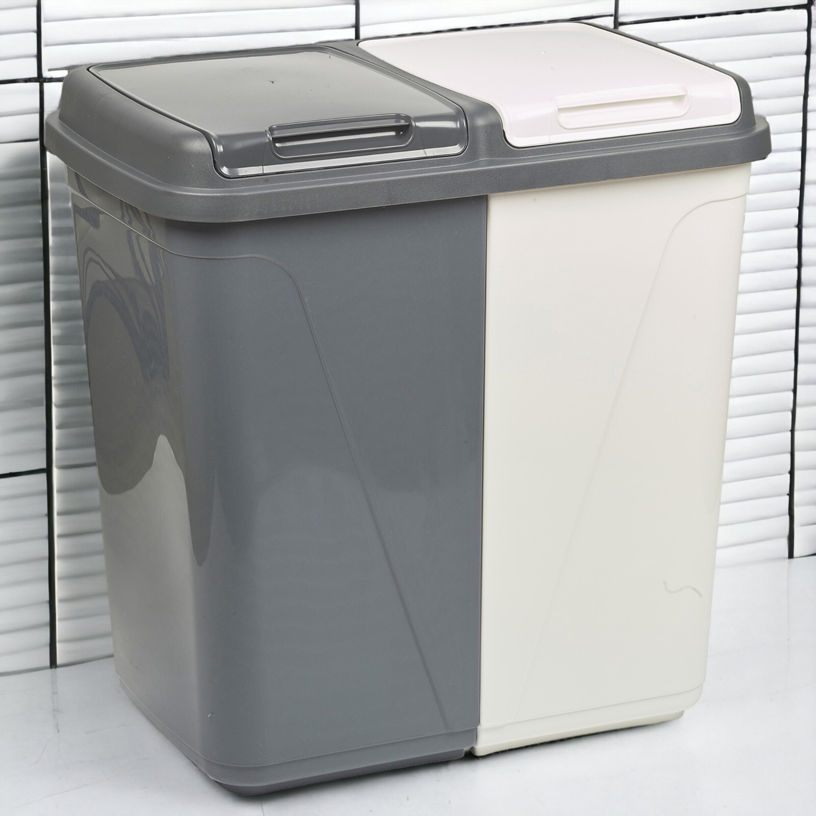 60/90L Double Kitchen Recycling Laundry Duo Bin Garbage Under Cabinet ...
