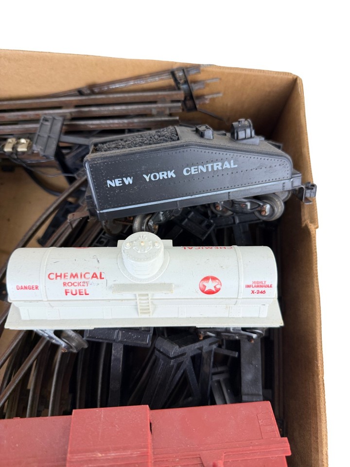 Louis Marx O-Gauge Electric Toy Train Set Lot Cars Accessories Track ...