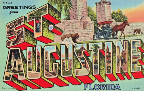 Postcard FL St Augustine Florida-Large Letters Greeting-Vintage Linen ...