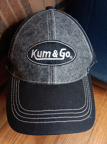 Kum & Go Cap Hat Convenience Store Black Gray Adjustable Strapback Poly ...