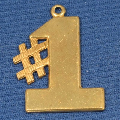 Large #1, Number One Charm in Raw Solid Brass for Scrapbook, Jewellery ...