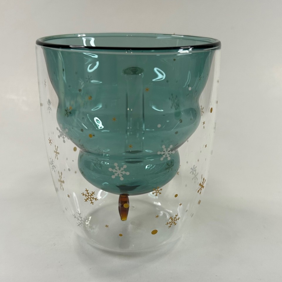 Christmas Tree Star Wishing Cup Double Wall Glass Coffee Mug Christmas ...