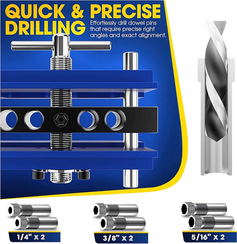 Self Centering Dowel Jig kit, Drill Guide Bushings Set for Woodworking ...