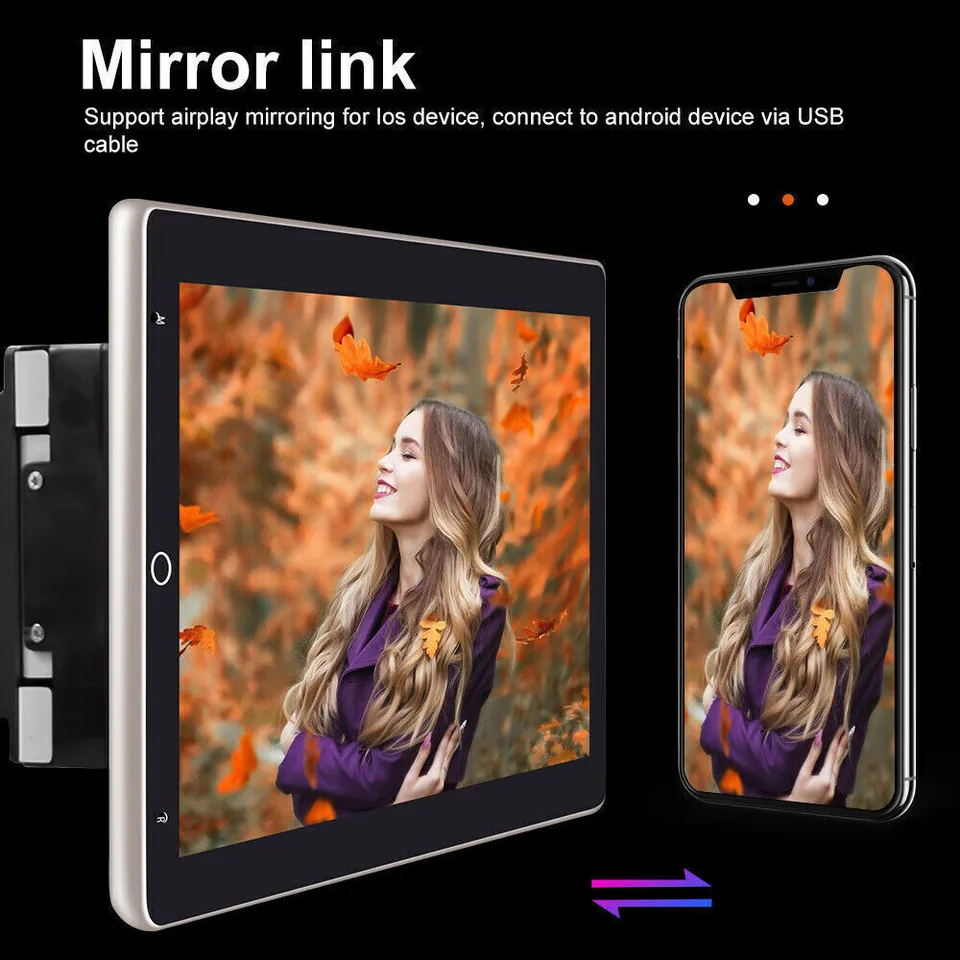 1 DIN 10" Rotatable Android 13 Auto Carplay GPS NAVI WIFI 4+64G Car ...