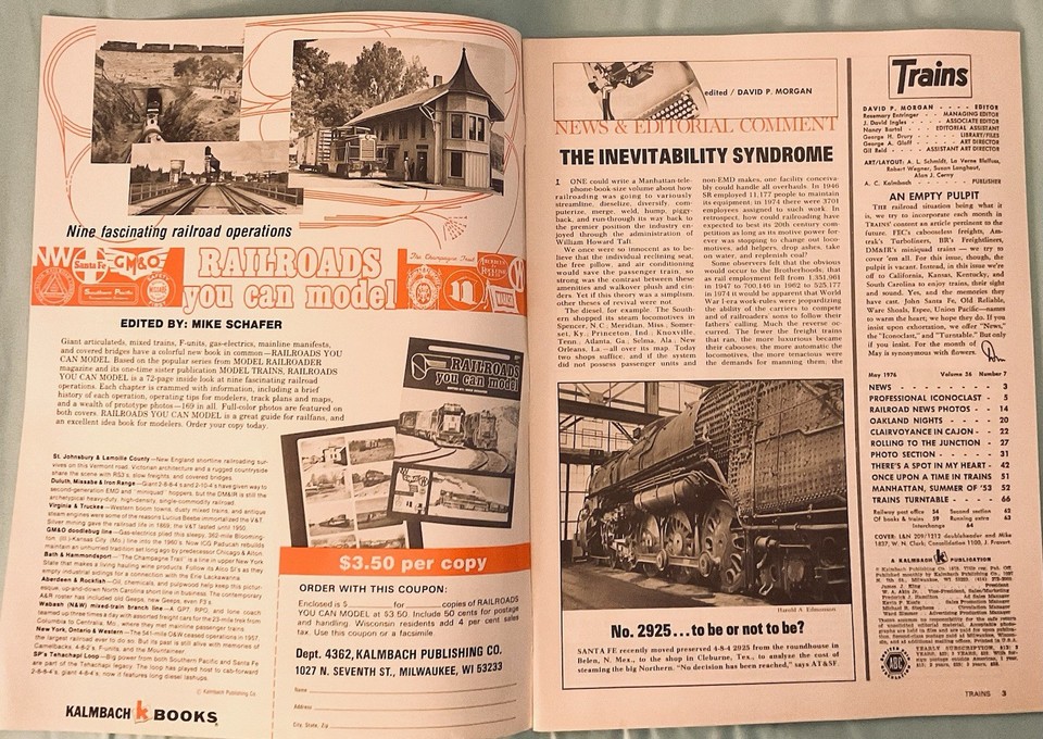 1976 Trains Magazine: Olden Times on the Old Reliable | eBay