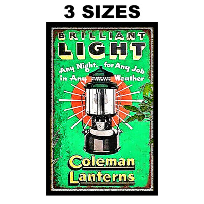 COLEMAN SIGN STICKER VINTAGE REPLICA CAMPING COLEMAN LANTERNS 3 SIZES ...