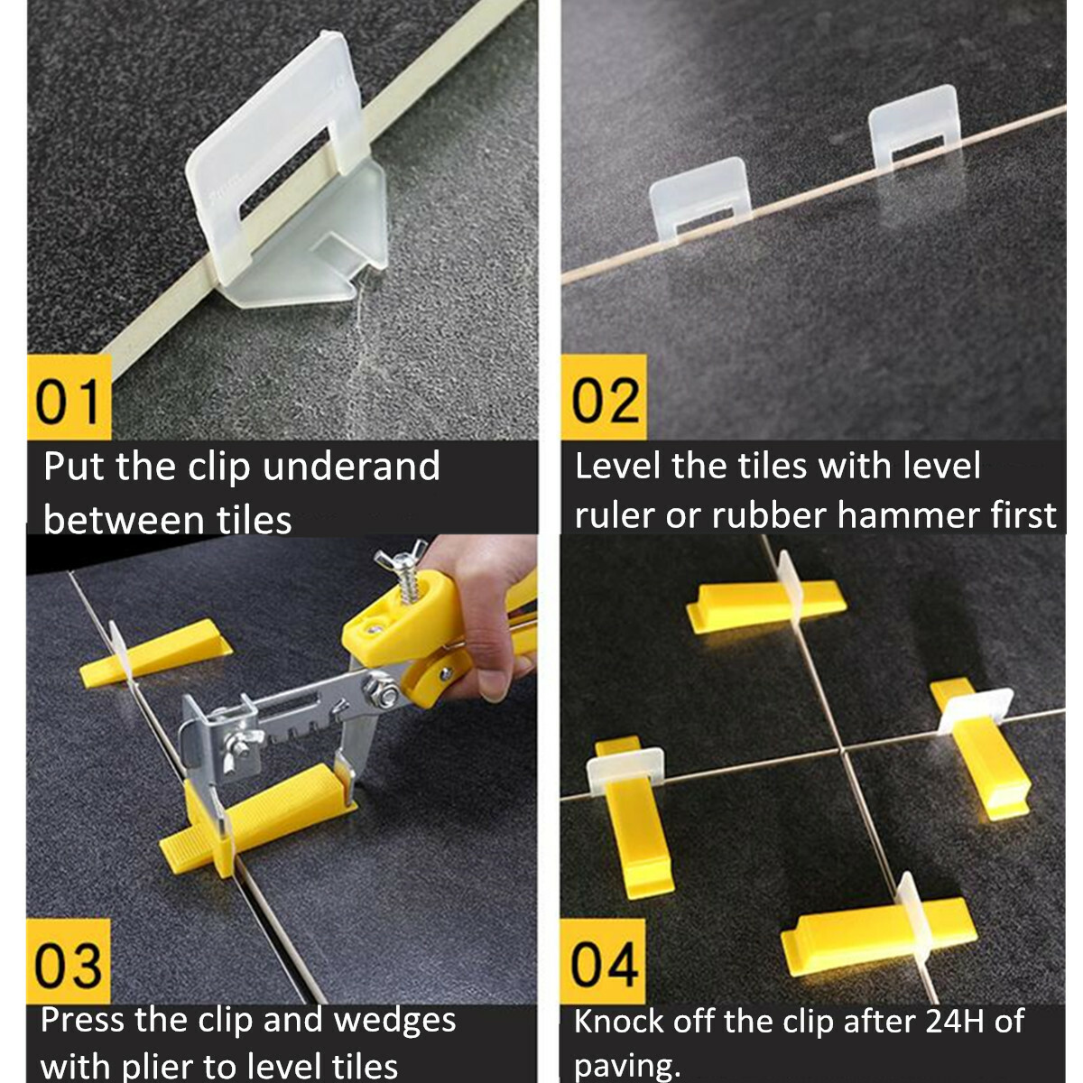 100-1000pcs 1.5/2mm Tile Leveling Clips Tiling Spacer Tool Kit Wall ...