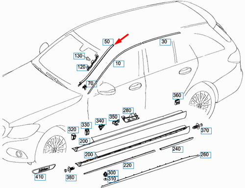 MERCEDES-BENZ C-CLASS W205 FRONT WINDSHIELD RIGHT SEAL TRIM A2056900262 ...