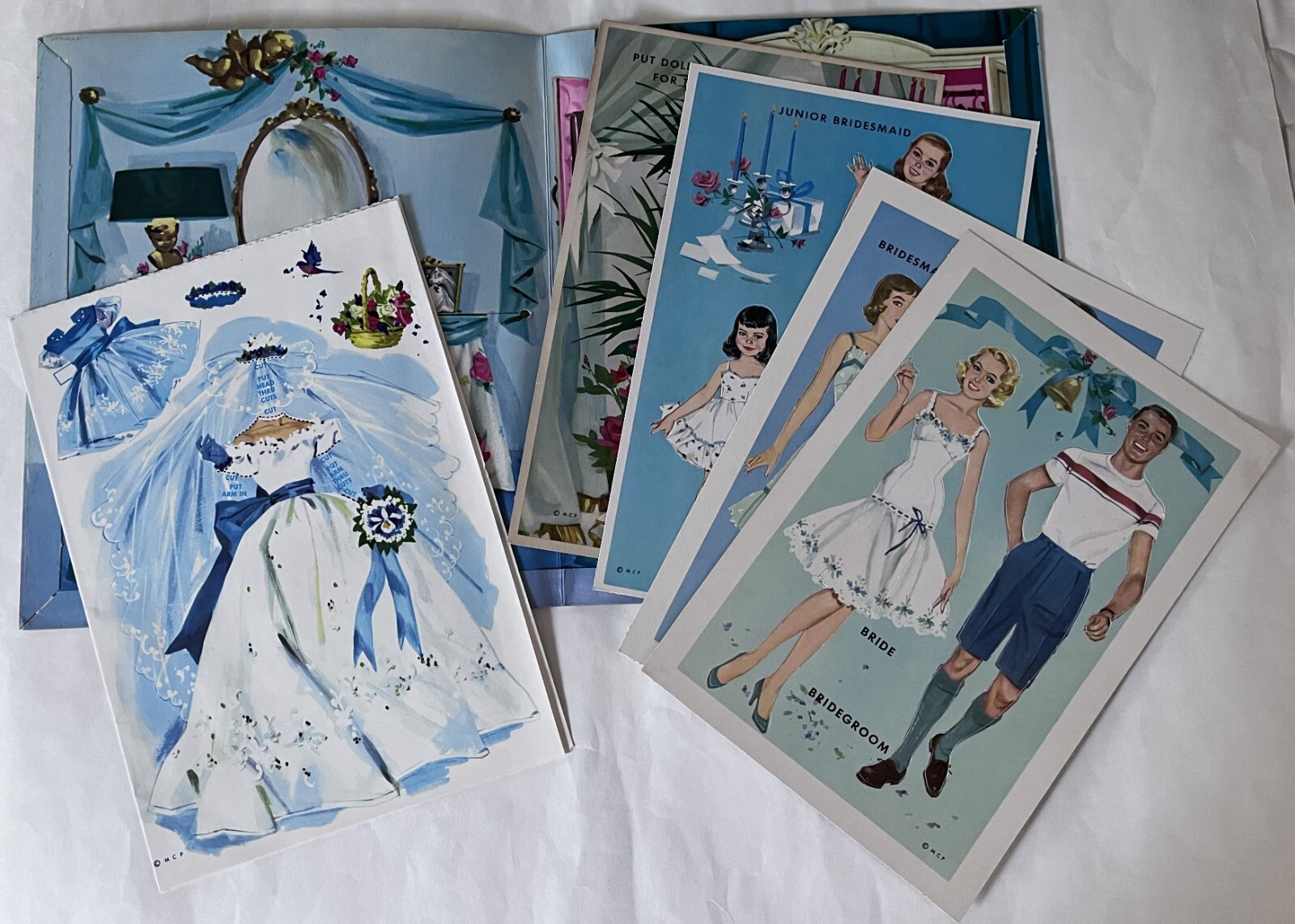 The Heavenly Blue Wedding Original Vintage Merrill 1955 Paper Dolls