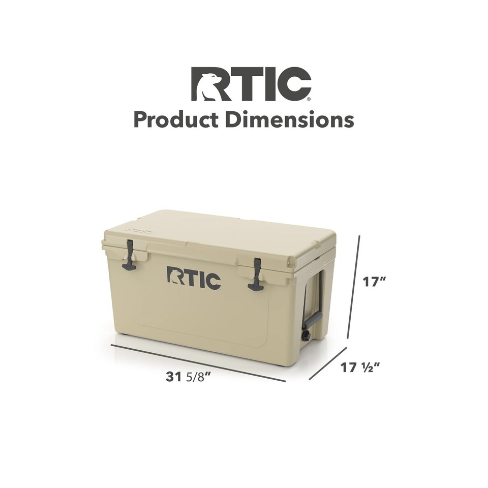 RTIC 65 QT Ultra-Tough Cooler Hard Insulated Portable Ice Chest Box for ...