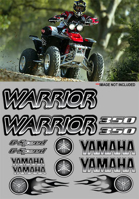 Yamaha Warrior Decals BLACK Full Color Stickers Graphic 14pc ATV QUAD ...